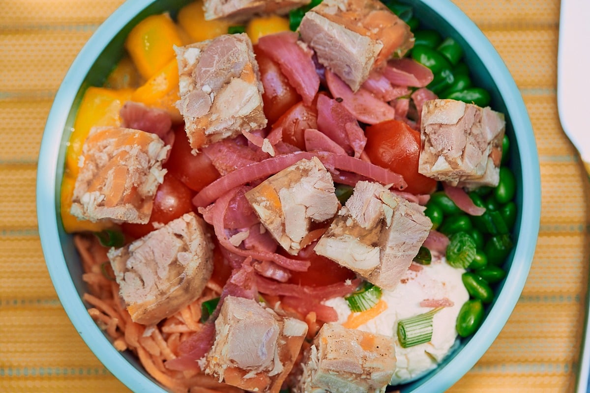 Poke bowl recette maison avec du potjevlesch